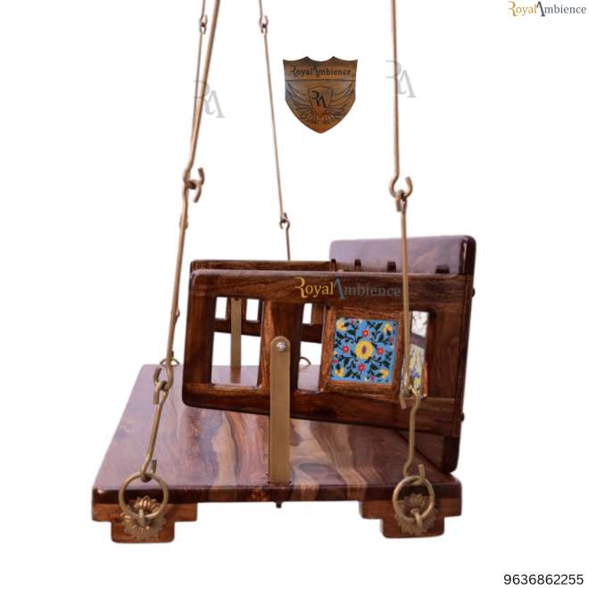 Wooden Swing Reversible Tile with Brass Coated Chain - Mannu – Royal ...
