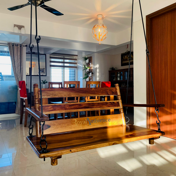 Wooden Swing (Black Chain) Jhula with Handrest — Supyar – Royal Ambience™